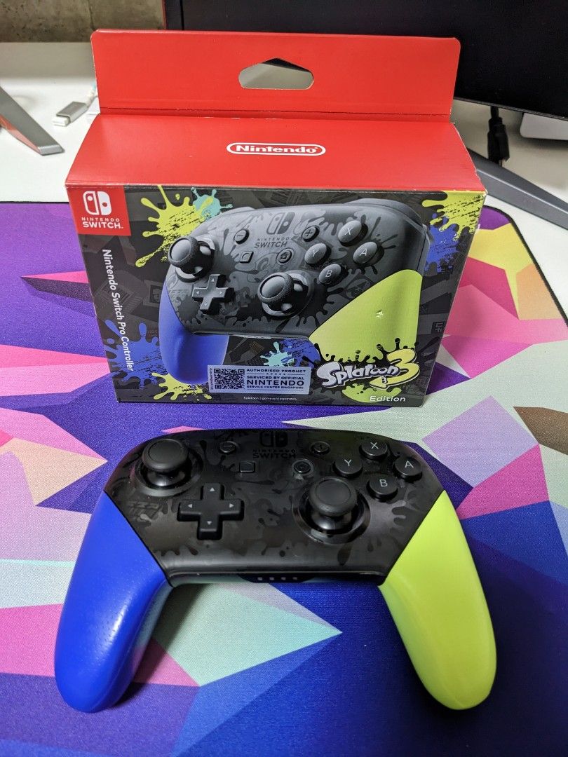 Nintendo Switch Pro Controller Splatoon 3 Edition, Video Gaming, Gaming ...