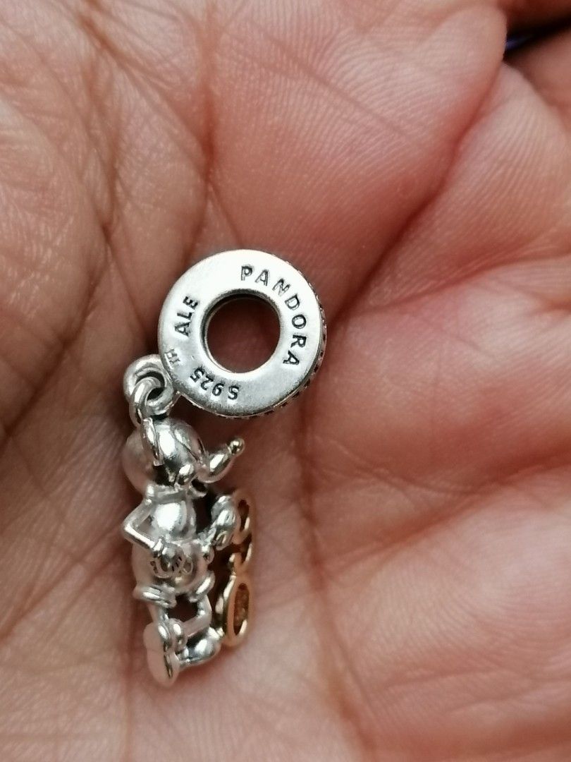 ORIG PANDORA SNAKE CHAIN NECKLACE & MICKEY'S 90TH ANNIVERSARY PENDANT ...