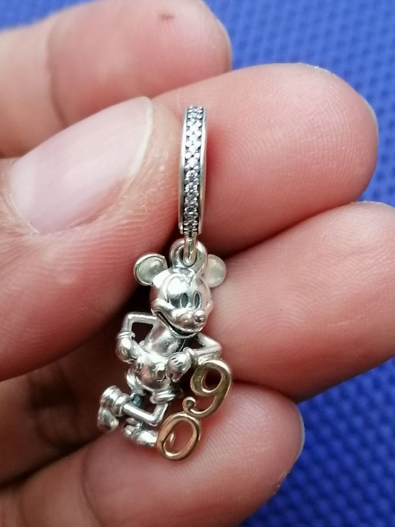 ORIG PANDORA SNAKE CHAIN NECKLACE & MICKEY'S 90TH ANNIVERSARY PENDANT ...