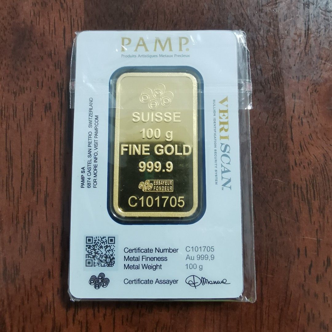 Pamp Suisse 100g 999.9 Gold Bar with Cert, Men's Fashion, Watches ...