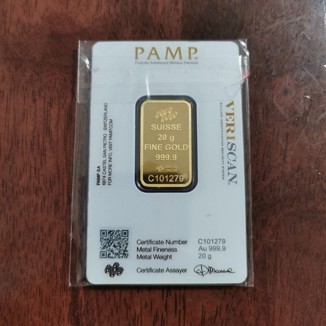 Pamp Suisse 20g 999.9 Gold Bar with Cert, Men's Fashion, Watches ...