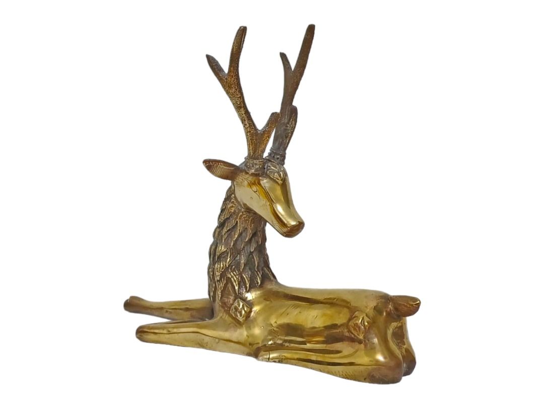 Patung Rusa Tanduk Cantik Miniatur Ornamen Kuningan Gold Vintage Lawas ...