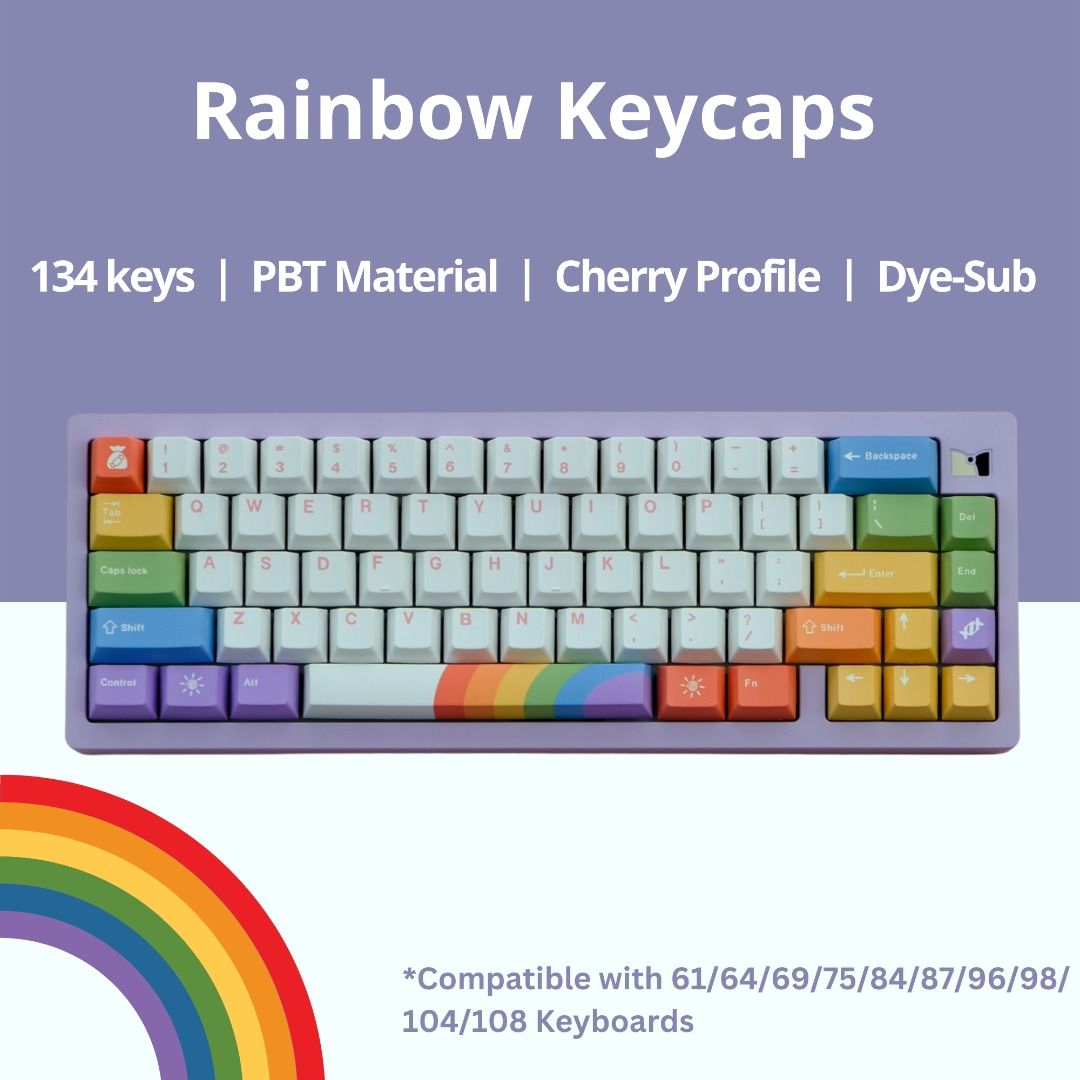 [SG Local Stock] Rainbow Keycaps | 134 Keys | Cherry Profile | PBT Dye ...
