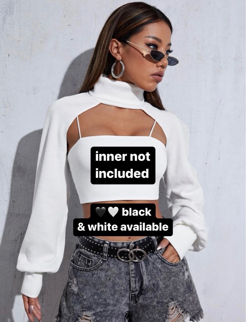 Rolled Neck Super Crop Top, Women's Fashion, Tops, Others Tops on Carousell