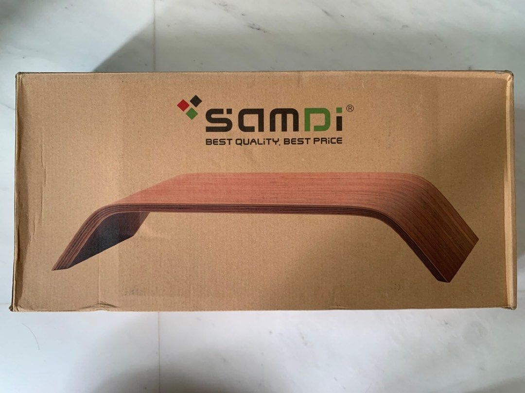 Samdi Monitor Stand Walnut, Furniture & Home Living, Furniture, Tables ...