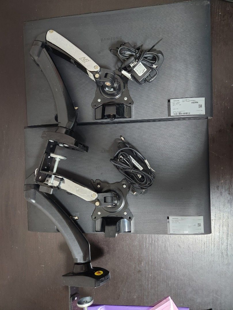 2x Samsung 24inch monitor with monitor arm, Computers & Tech, Parts ...