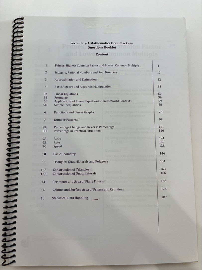 Secondary 1 The Most Comprehensive Mathematics Exam Package Maths ...