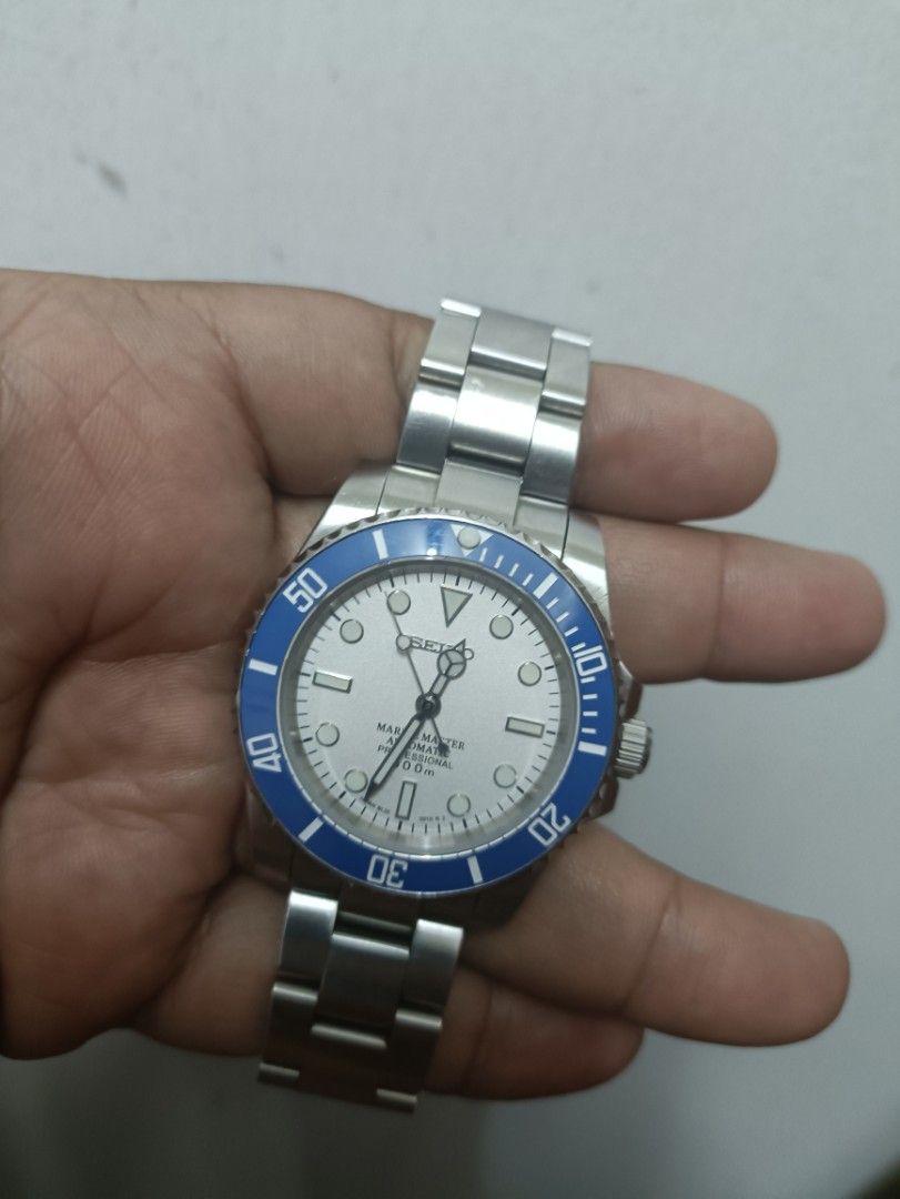 Seikomod Submariner Blue Bezel white dial, Men's Fashion, Watches ...