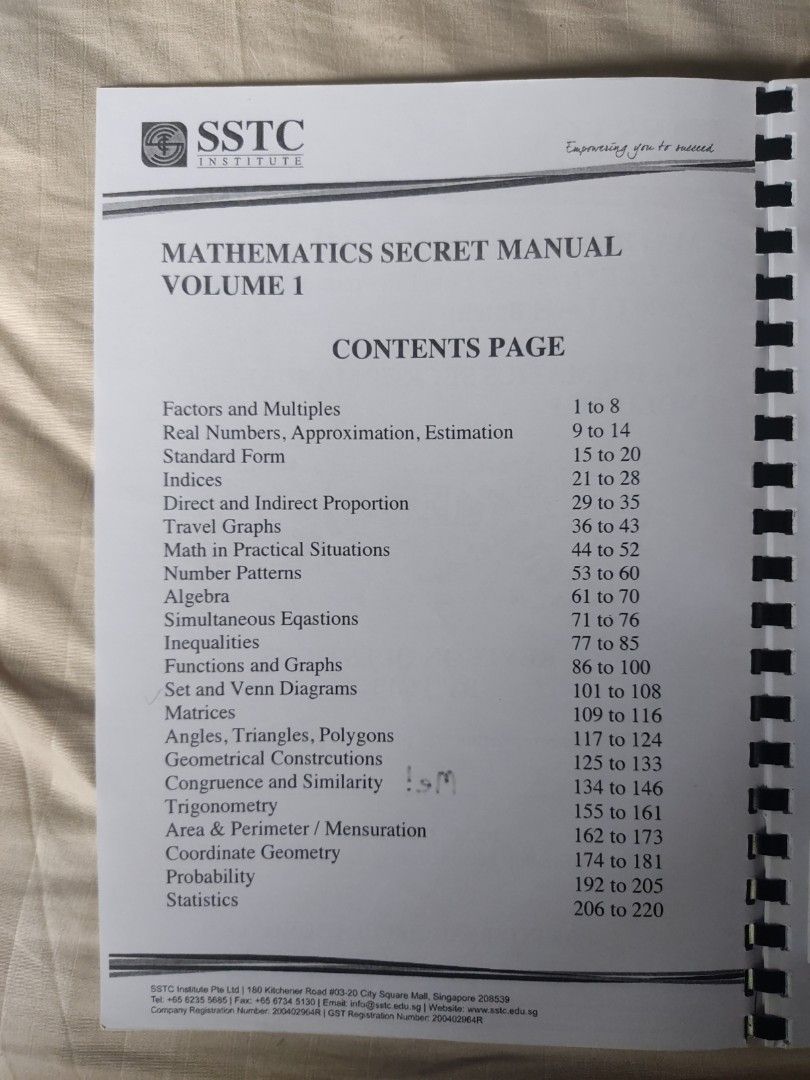 SSTC institute O Level Mathematics Secret Manual vol.1, Hobbies & Toys ...