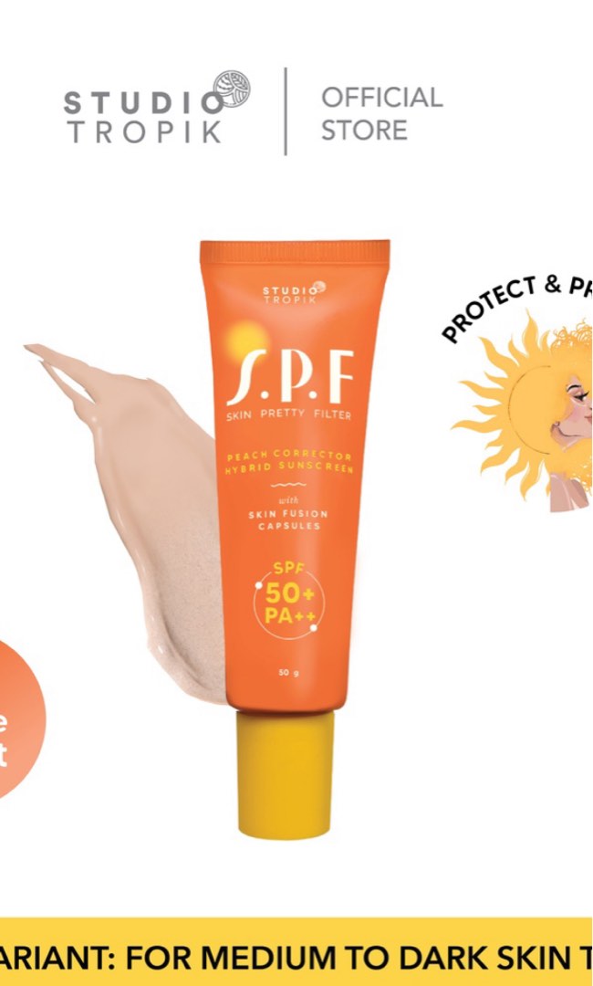 Studio Tropik Sunscreen SPF 50++ Peach, Kesehatan & Kecantikan, Rias ...