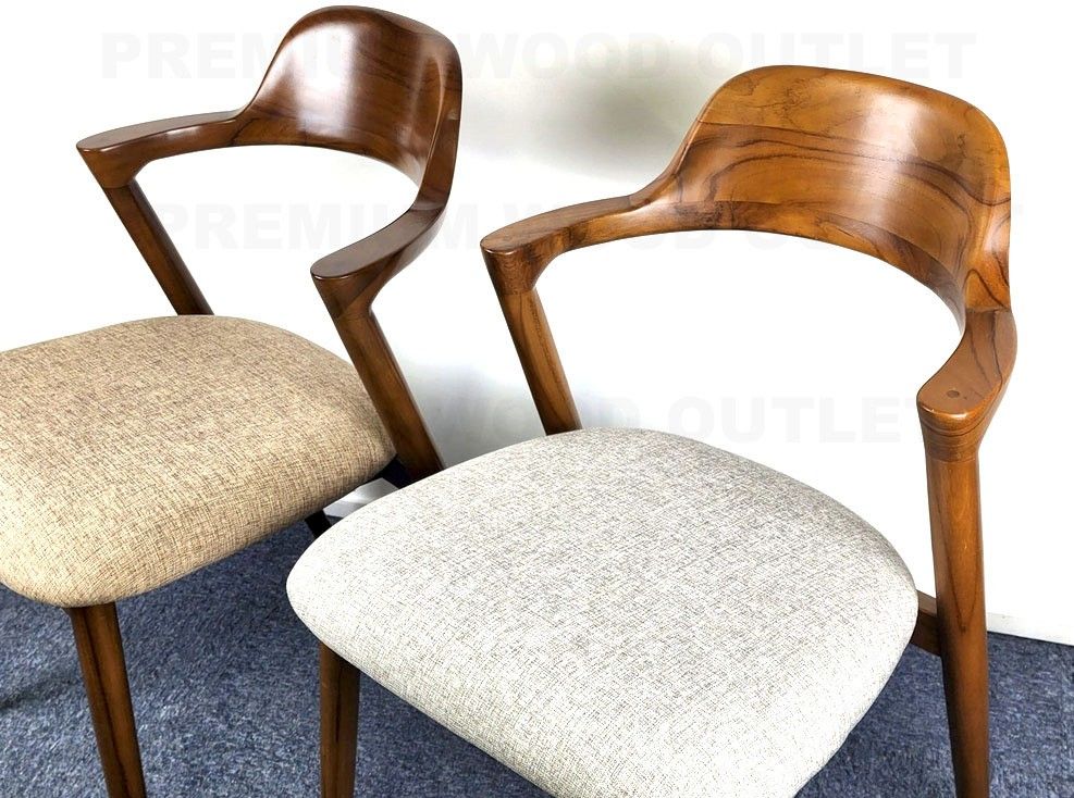Teak wood dining wooden chair with half arm rest (model T1), Furniture ...