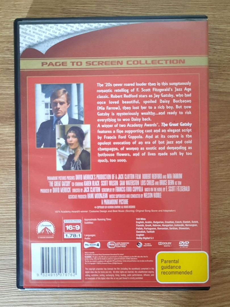 The Great Gatsby (1974) DVD, Hobbies & Toys, Music & Media, CDs & DVDs on Carousell