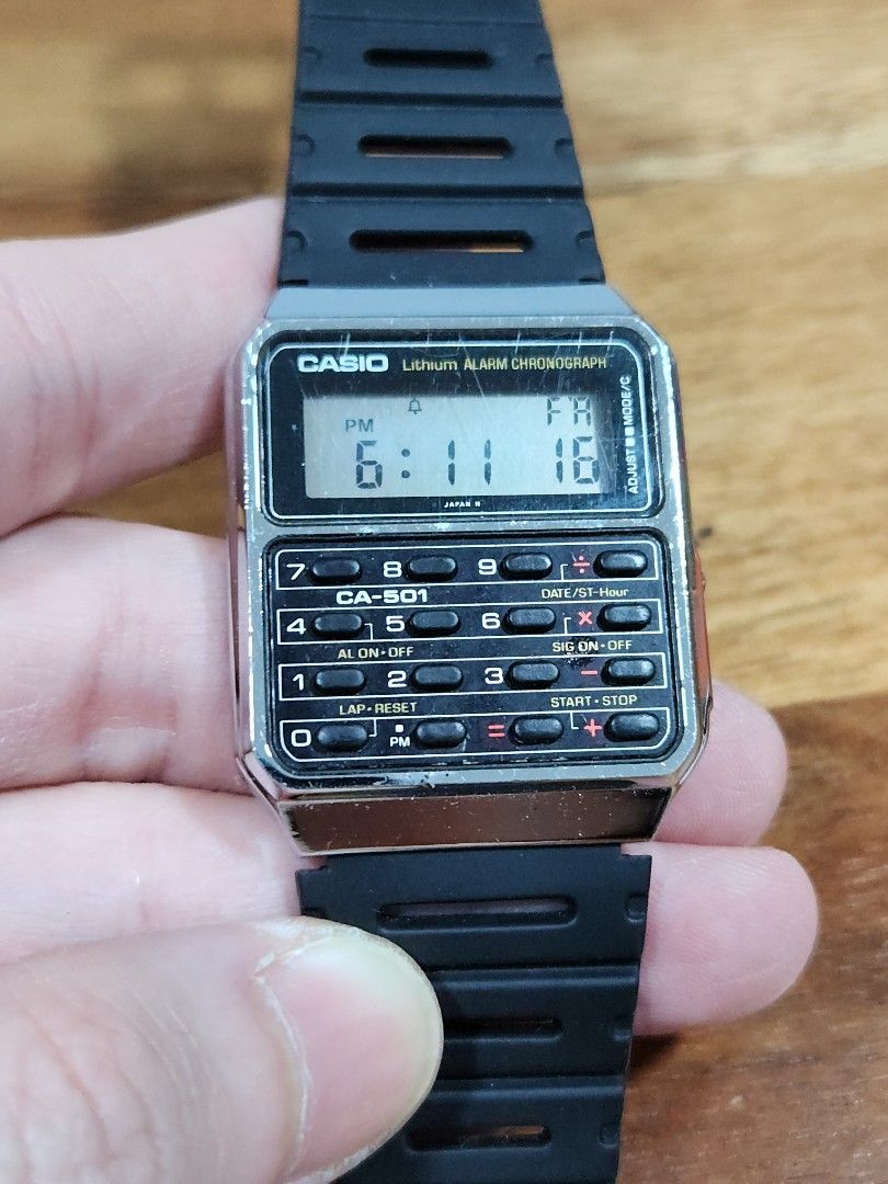 Vintage Casio Lithium CA-501 (steel calculator watch), Men's Fashion ...