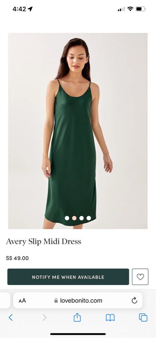 Washed not worn love bonito Avery Slip Midi Dress in forest, Women's ...