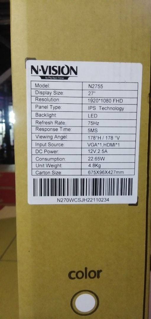 27" N-VISION N2755 WHITE IPS MONITOR, Computers & Tech, Desktops on Carousell