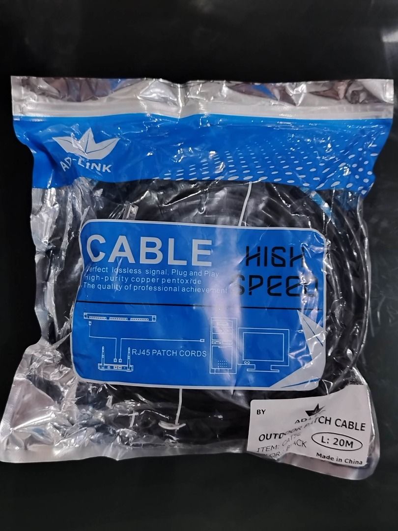 AD-LINK Outdoor CAT5E CCA Black Patch Cord Lan Cable, Computers & Tech ...