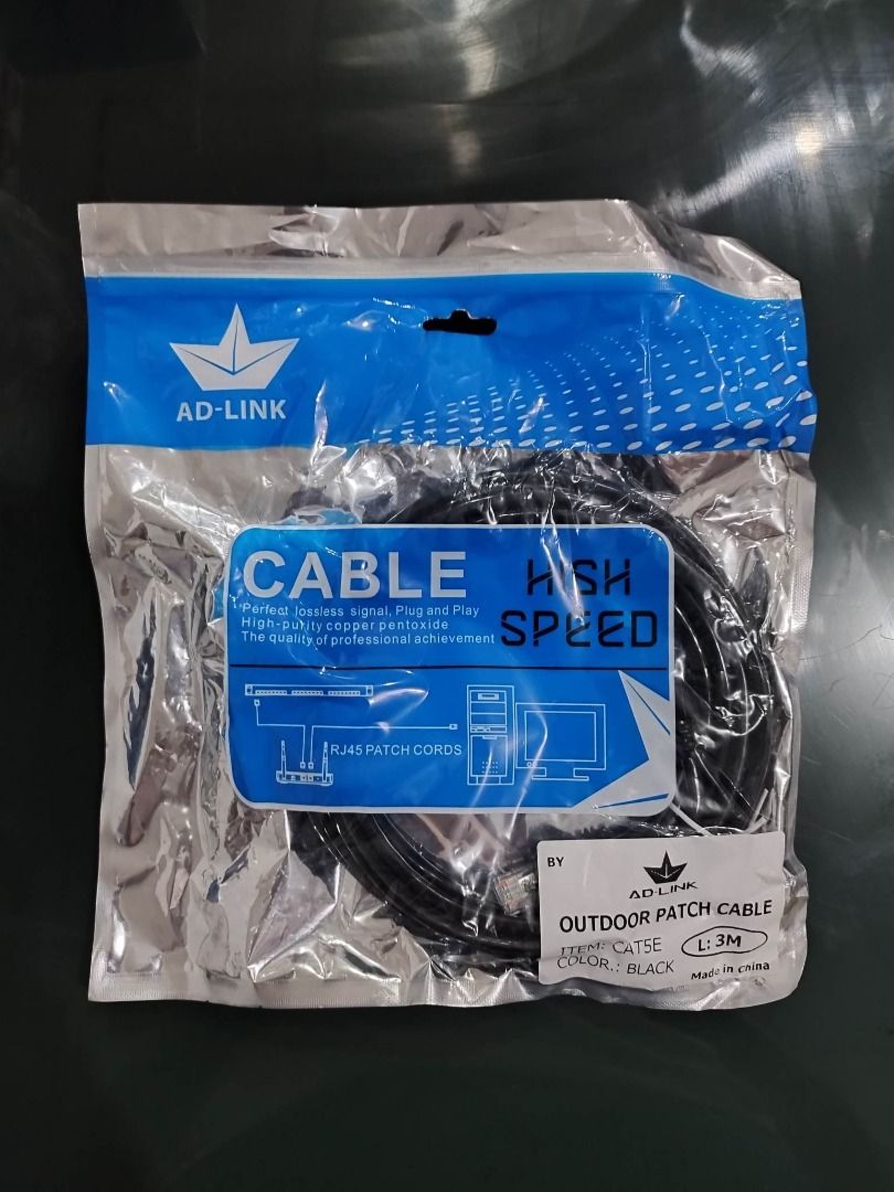 AD-LINK Outdoor CAT5E CCA Black Patch Cord Lan Cable, Computers & Tech ...