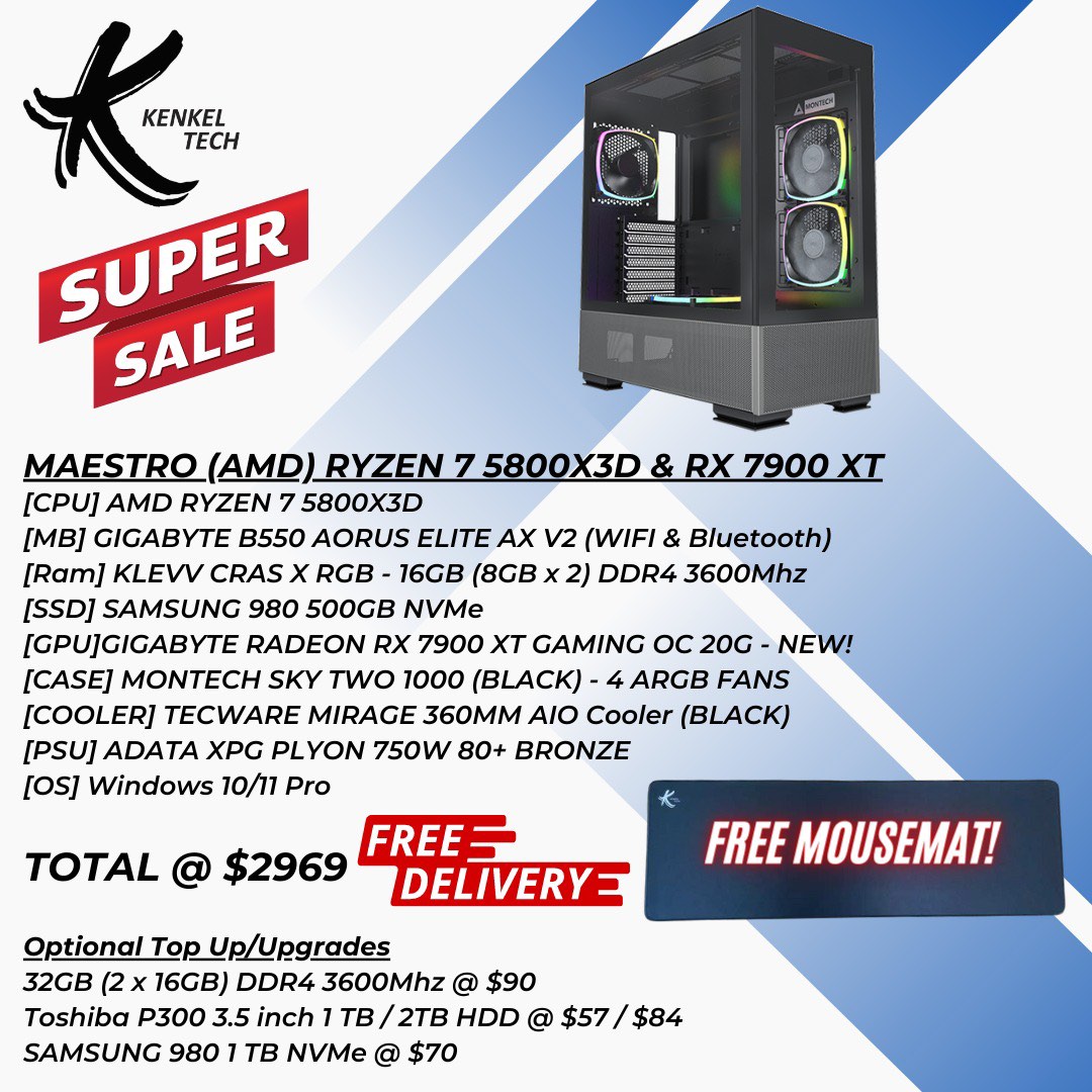 AMD Ryzen 7 5800X3D & RX 7900 XT Custom Gaming PC, Custom Desktop, CPU ...