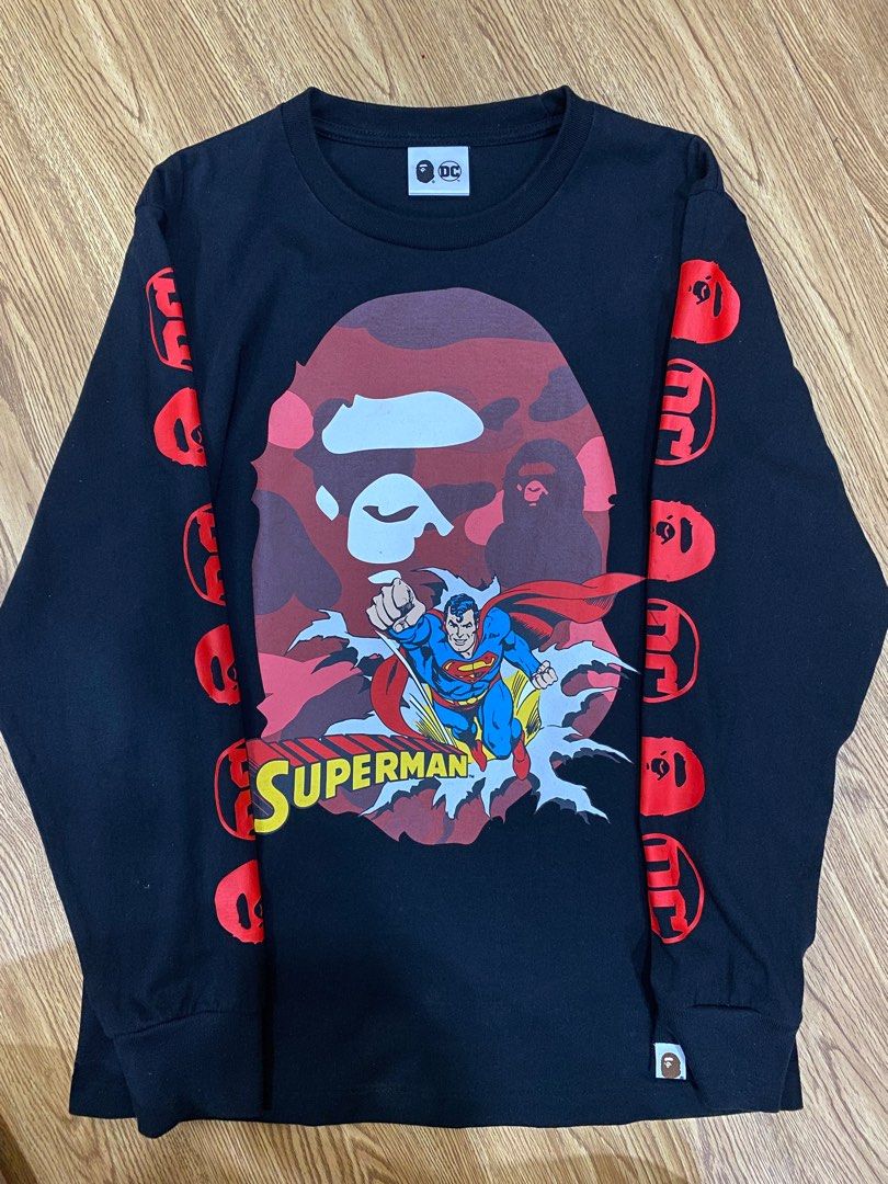 Bape x dc superman bathing ape long sleeve, Women's Fashion, Tops ...