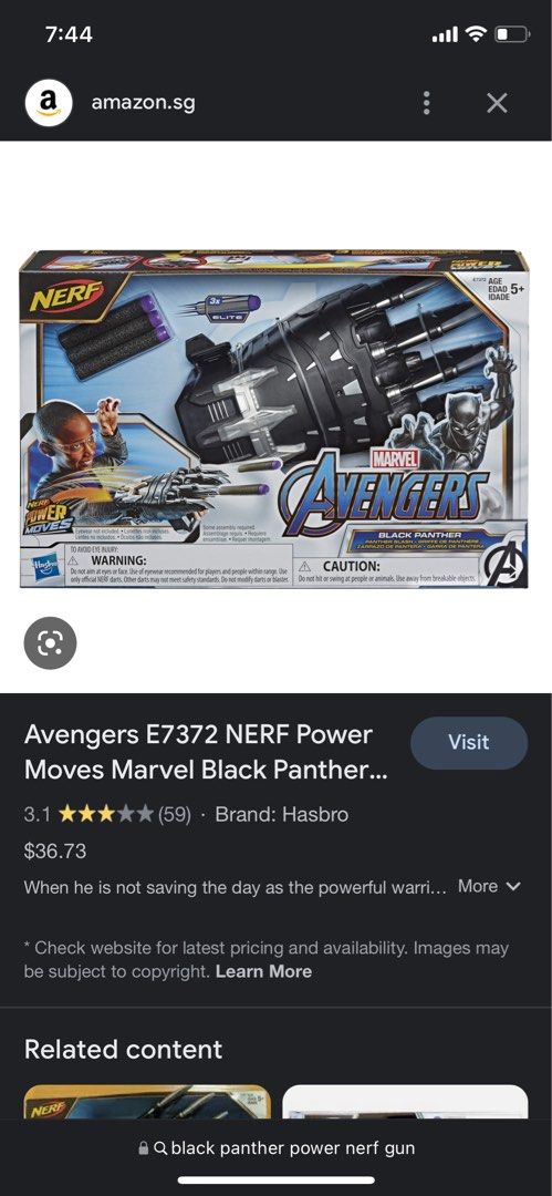 black panther power move gauntlet nerf gun, Hobbies & Toys, Toys ...