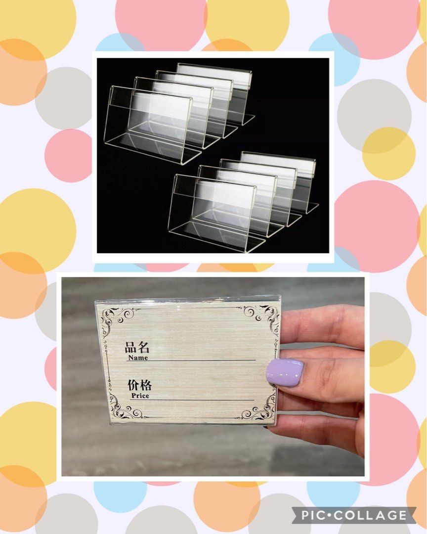 Brand New Acrylic Sign card display stand table name price tag menu ...