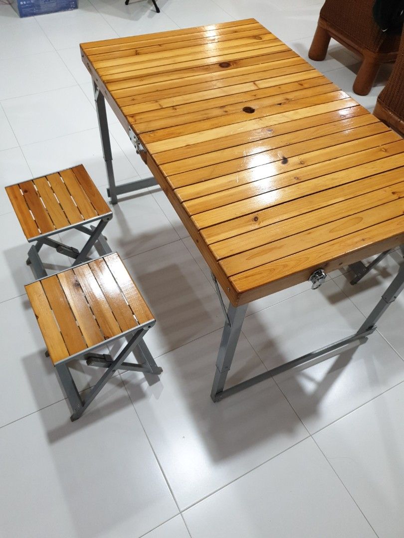 Camping portable table & chairs, Furniture & Home Living, Outdoor ...