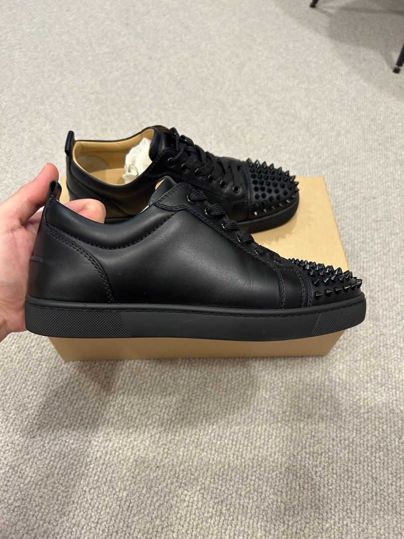 Louis Junior Spikes Sneakers Veau Velours Black Christian