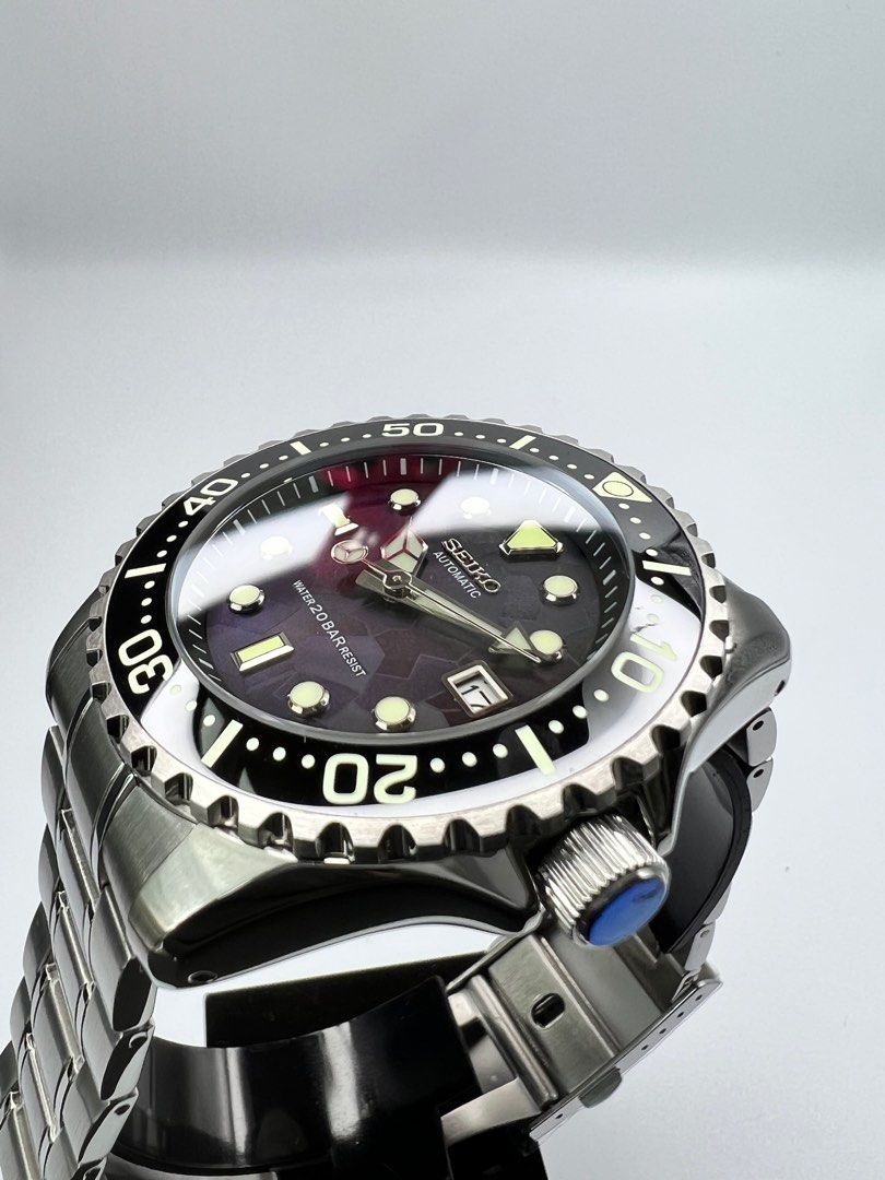 Custom Grand Seiko Mod 44mm Black Pearl GS Diver w/ Lumed Bezel, Men's ...