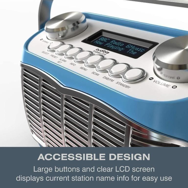 DETROIT DAB Radio Alarm Clock Bedside Mains Powered Or Battery DAB/DAB+ ...