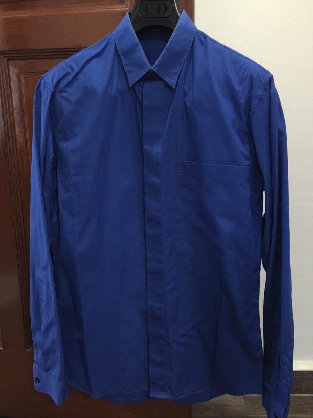 Dior bright blue shirt, Men's Fashion, Tops & Sets, Formal Shirts on Carousell