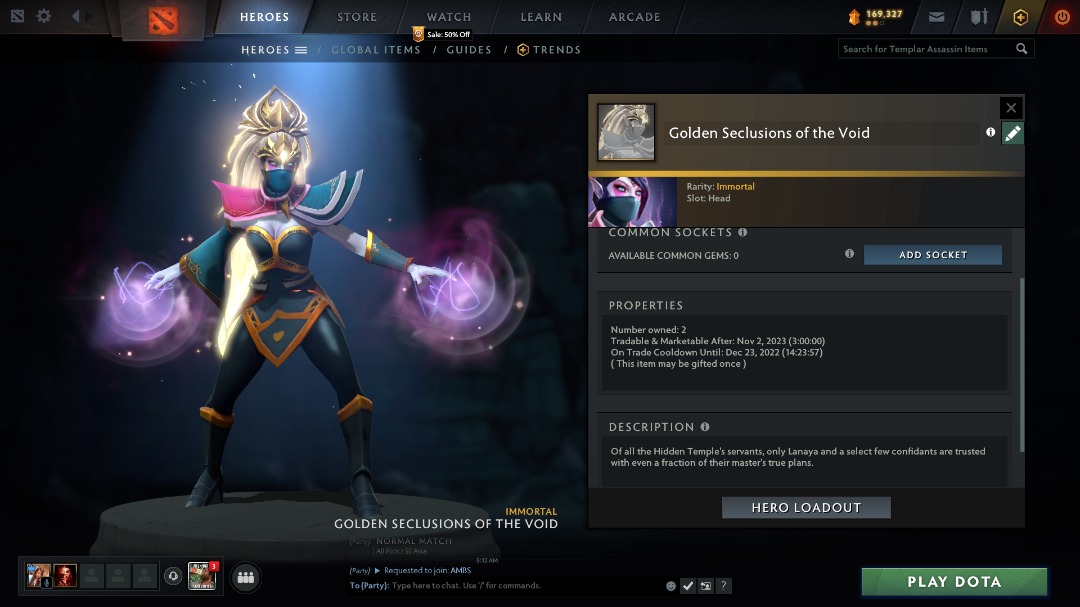 (Dota 2) Templar Assassin - Golden Seclusions of the Void (Very Rare ...