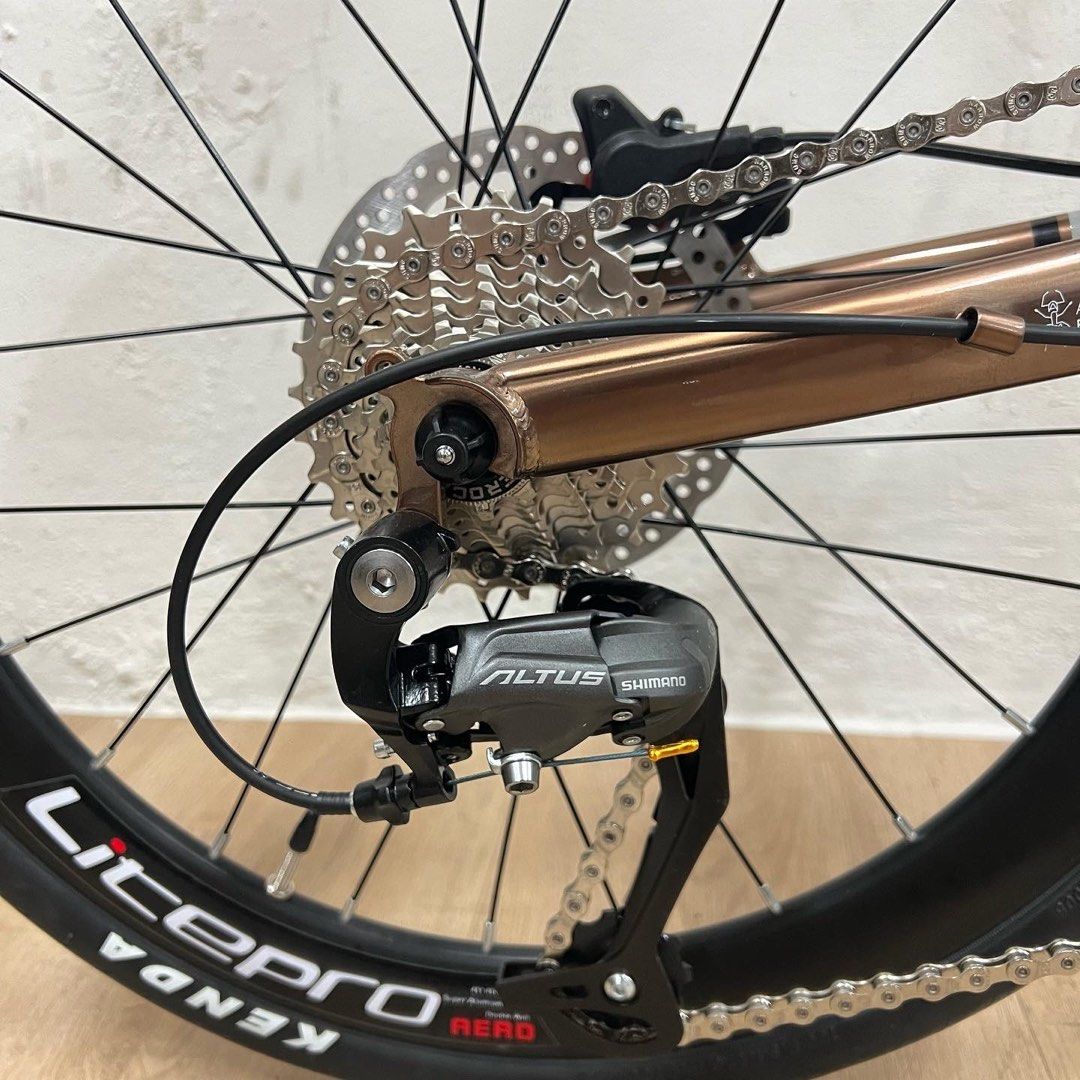 Fnhon gust foldable bike rose gold titanium foldie shimano litepro ...