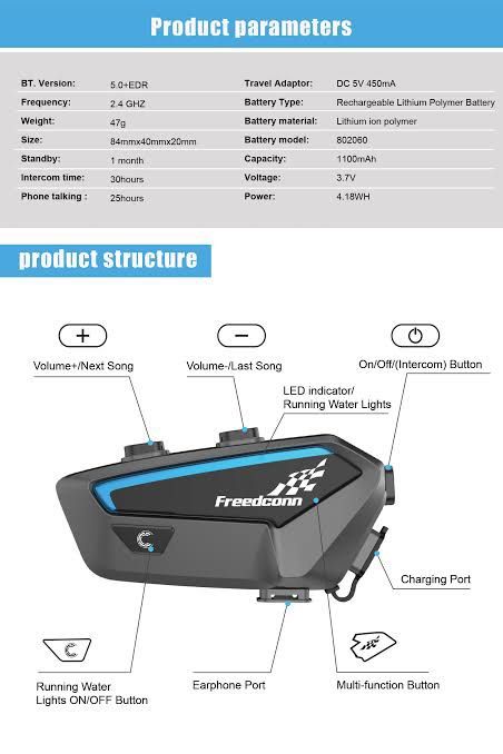 FreedConn FX Motorcycle Helmet Intercom Bluetooth Headset Talking ...