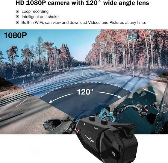 FreedConn PH R1 PRO Bluetooth 5.0 Motorcycle Group Intercom HD 2K Video ...