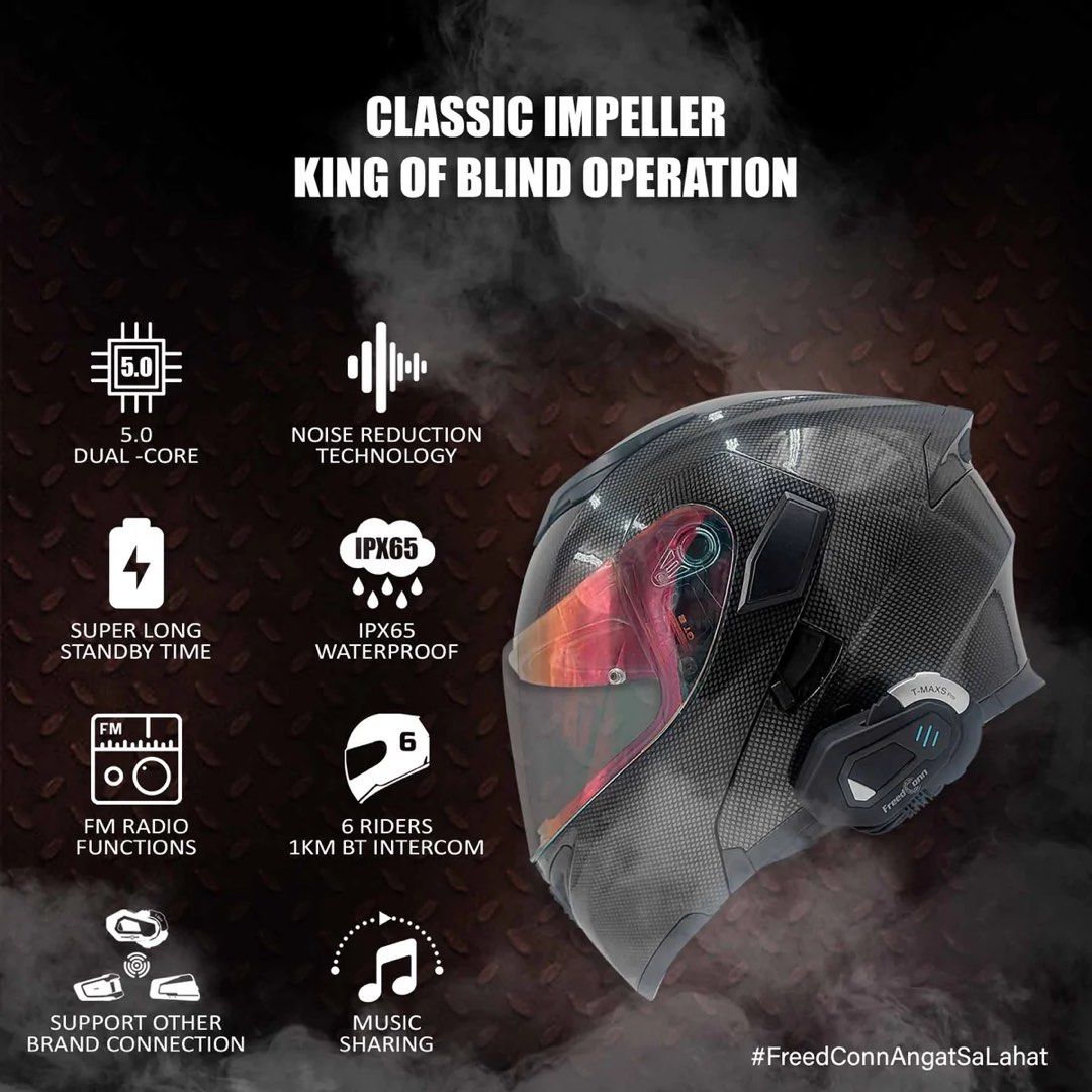 FreedConn TMAX-S PRO Motorcycle Helmet Intercom Bluetooth Headset ...