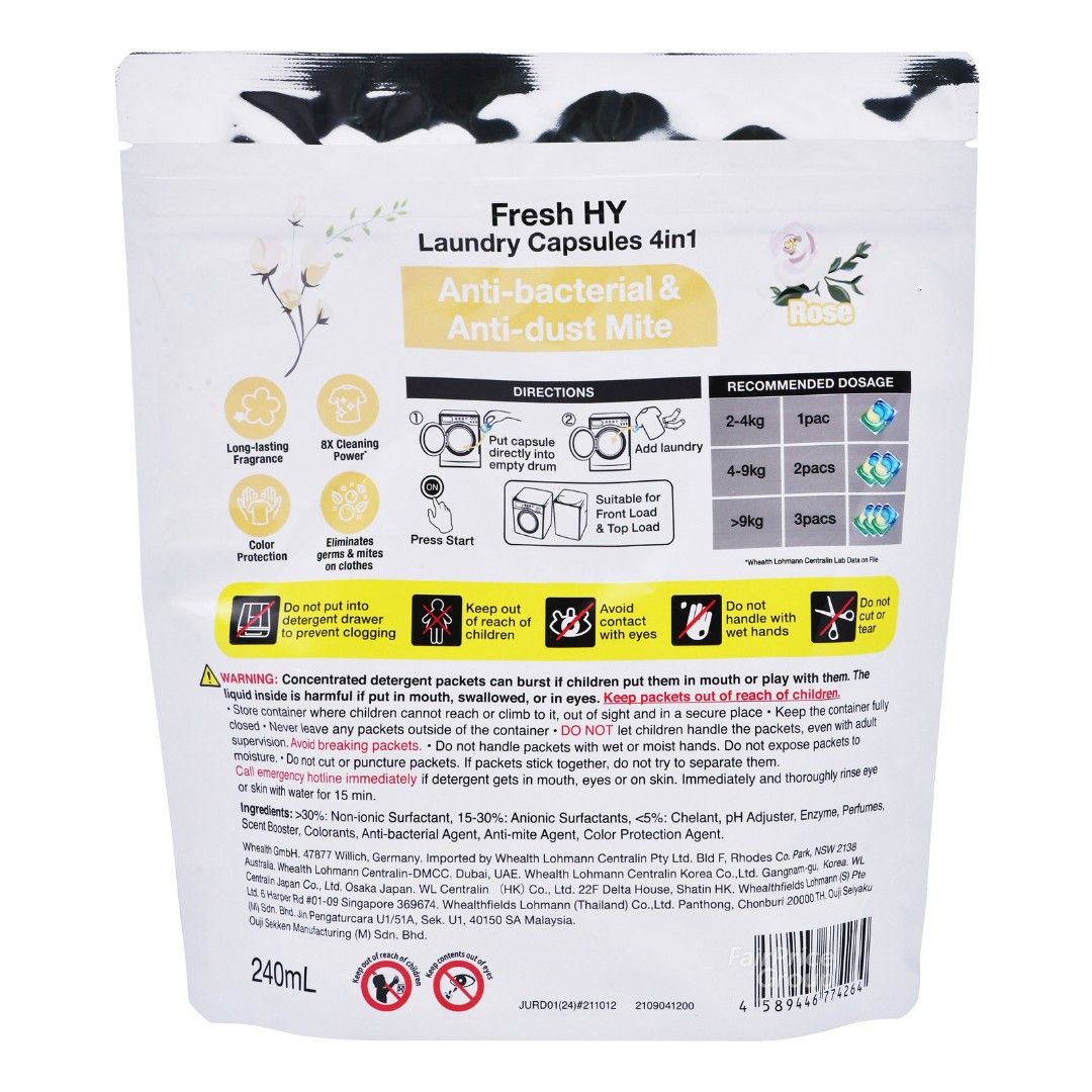 Fresh HY 4-in-1 Laundry Capsules (Rose), Furniture & Home Living ...