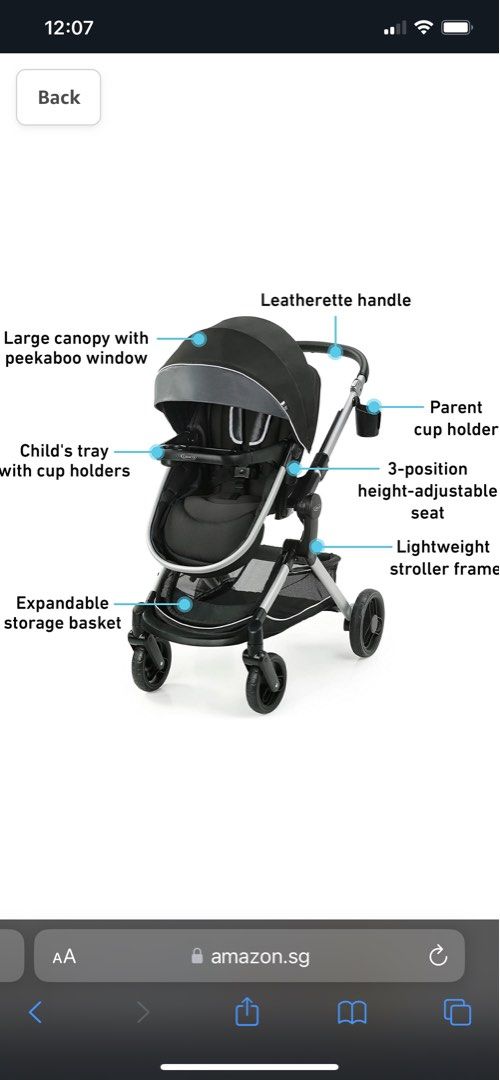 Graco Modes Nest Stroller, Baby Stroller with Height Adjustable ...