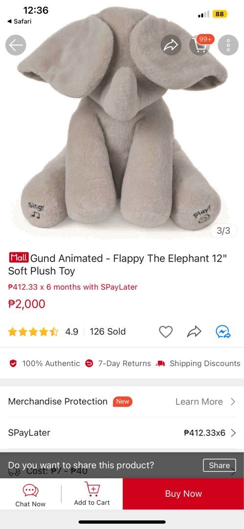 Gund Animated Singing Elephant Stuffed Toy, Babies & Kids, Infant ...