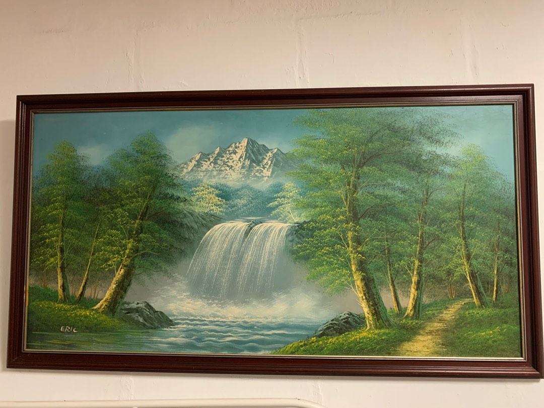Hand painted mountain and waterfall scenery by Eric, Hobbies & Toys ...