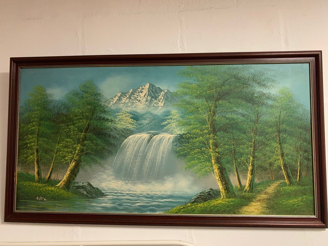 Hand painted mountain and waterfall scenery by Eric, Hobbies & Toys ...