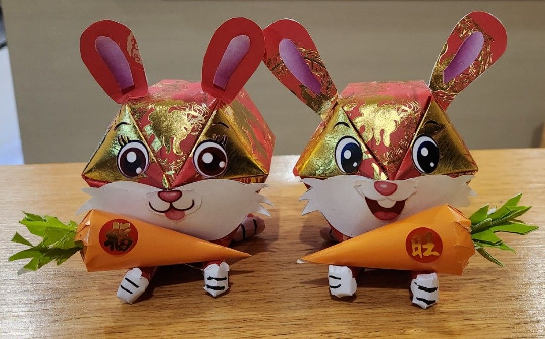 Handmade CNY angbao rabbit (ang pao bunnies), Hobbies & Toys ...