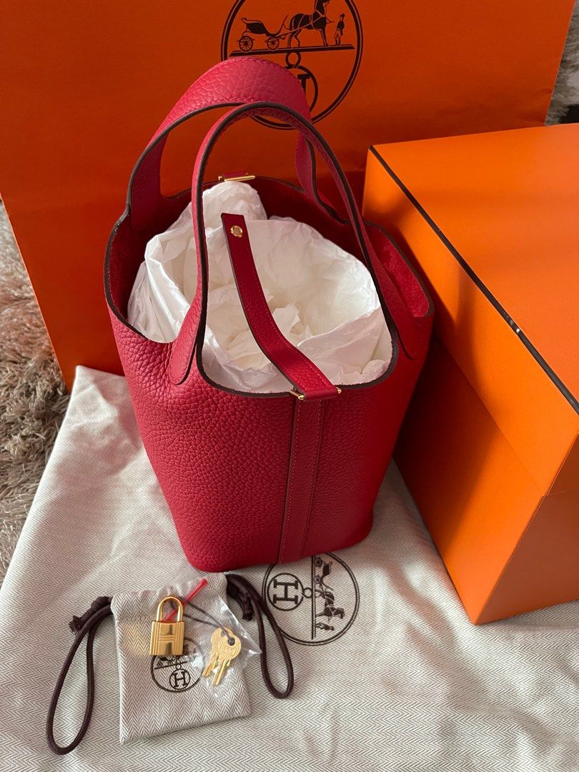Hermes Bag Picotin 18 clem vermillon red merah ke pink gemas mewah new ...