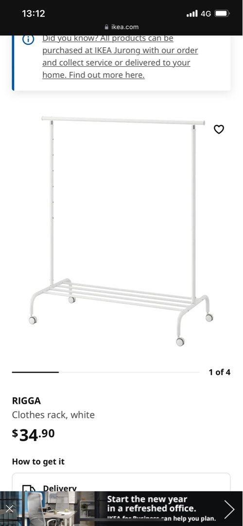 Ikea Rigga clothing rack, Furniture & Home Living, Home Improvement ...