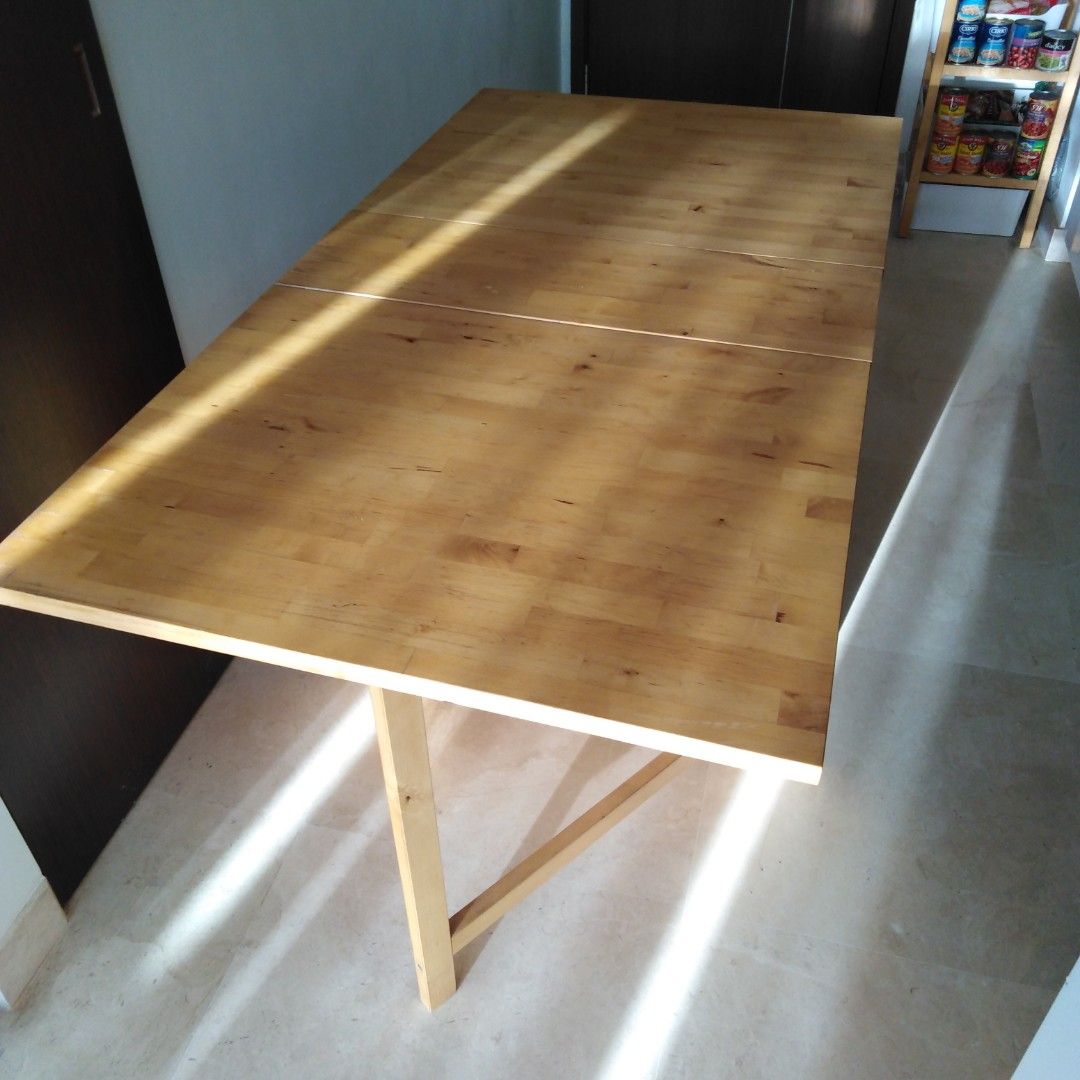 IKEA wood foldable table, Furniture & Home Living, Furniture, Tables ...