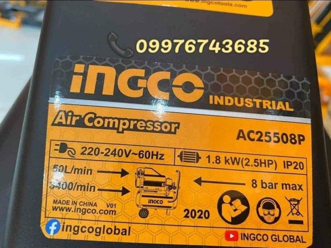INGCO 2.5HP Air Compressor, Commercial & Industrial, Industrial ...