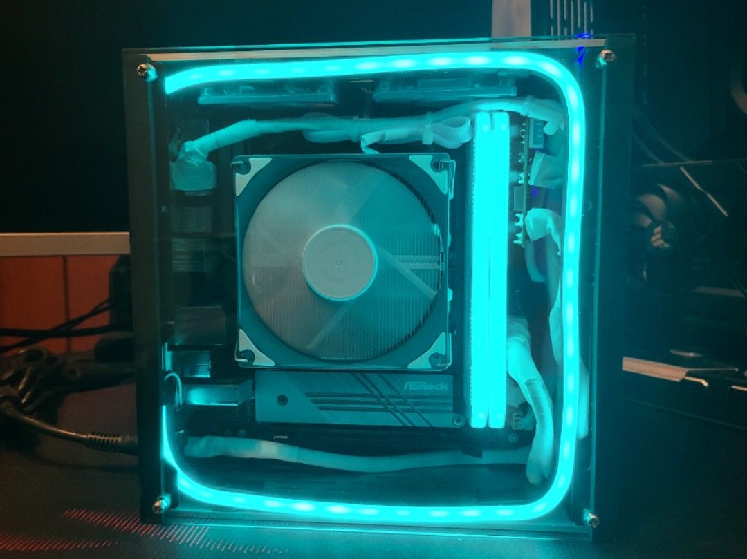 Itx Silverwhite Desktop Case Chassis With Tempered Glass Panel And 200w Power Supply And 2 Fans