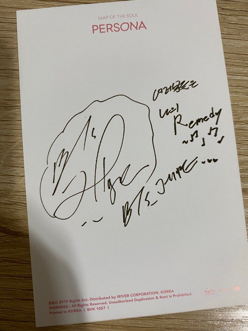 J Hope Post card with signature from Persona ver, Hobbies & Toys ...