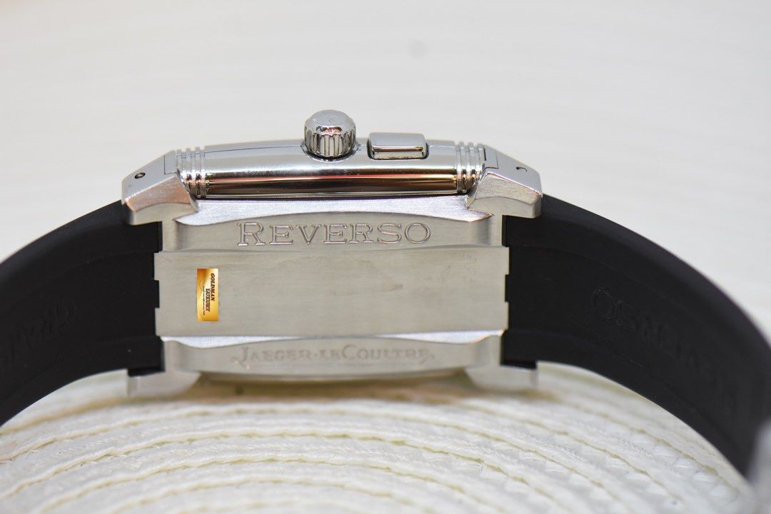 JLC REVERSO DUO GRANSPORT BLACK DIAL STEEL IN RUBBER STRAP MANUAL ...
