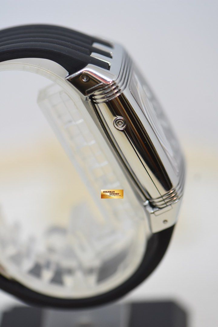 JLC REVERSO DUO GRANSPORT BLACK DIAL STEEL IN RUBBER STRAP MANUAL ...