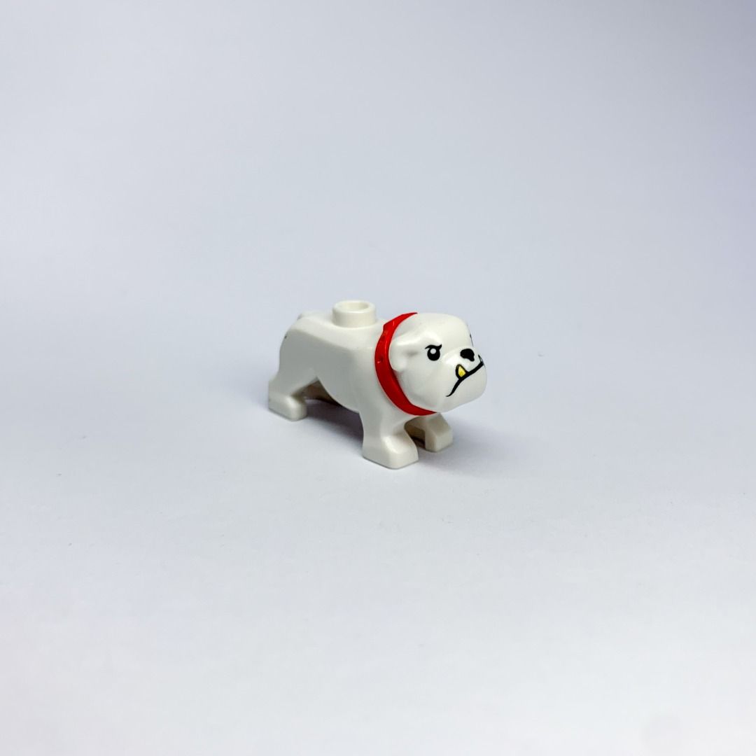 Lego Dog, Bulldog with Black Eyes, Nose and Mouth, Gold Tooth, and Red ...